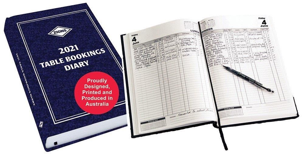 Hotel Agencies | ZIONS TABLE BOOKING DIARY 2021 AUSTRALIAN MADE